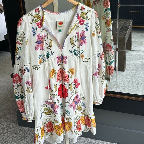 FARM Rio | Dresses | Farm Rio Floral Insects Off White Mini Dress Size ...